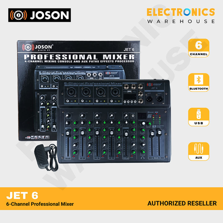 Joson Jet 6 Professional Mixer, 6-Channel Mixing Console and Aux Paths ...