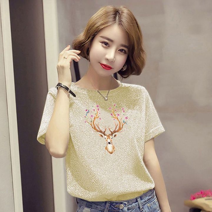 Short sleeved women's loose fitting ins trend 2023 new summer outfit ...