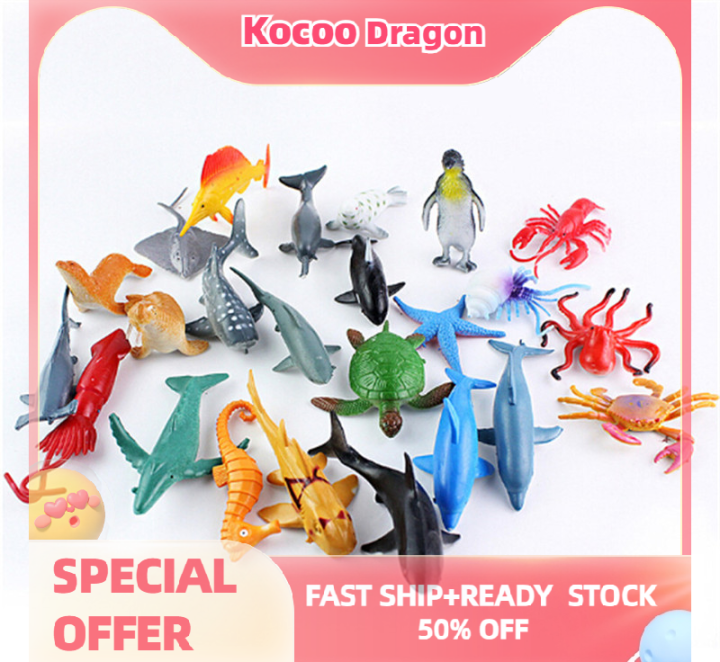 Kocoo 24pcs Sea Life Model Pool Fish Toy Educational Marine Animals ...