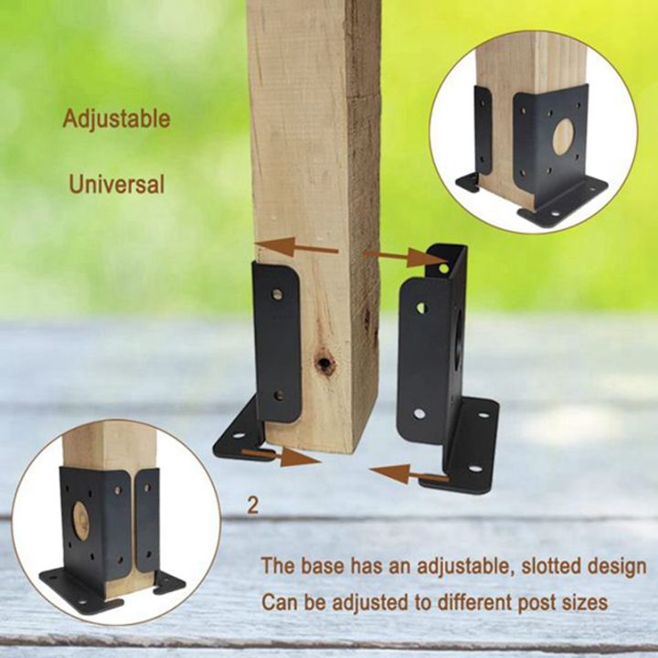 (QDGN) 4Pcs Adjustable Wood Fence Pergola Post Base Brackets Kit Heavy ...