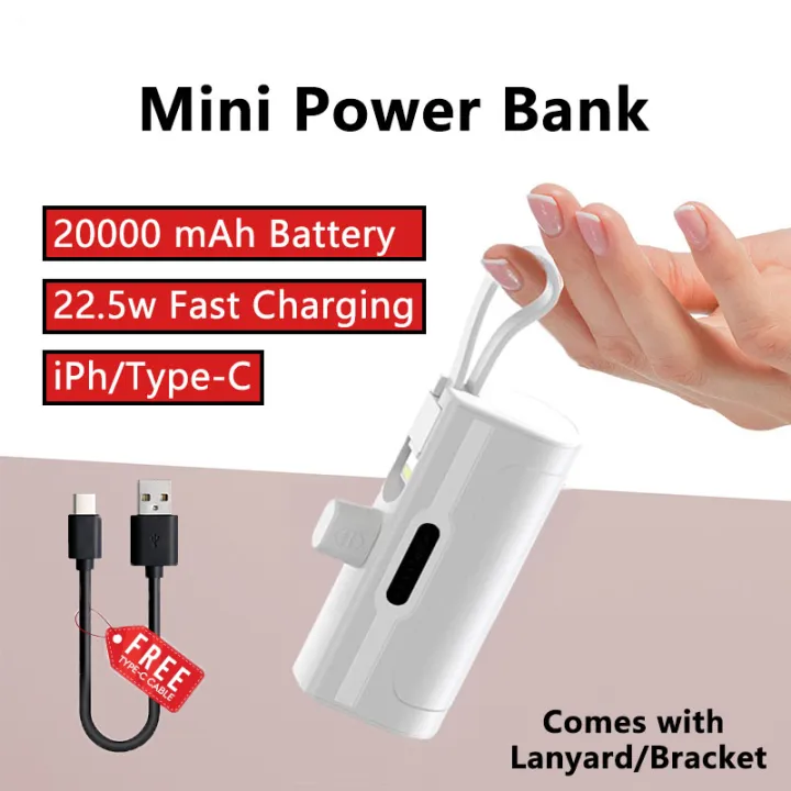 2in1 Powerbank 5000mAh/20000mAh Portable Wireless Mini Powerbank Cable ...