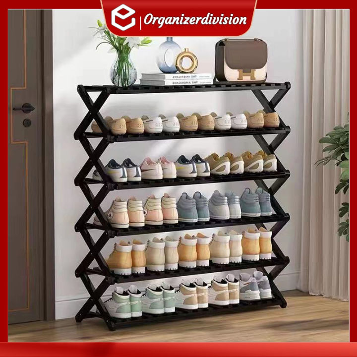 5 Layer foldable Shoes Rack Tier Colored Stackable Stainless steel ...
