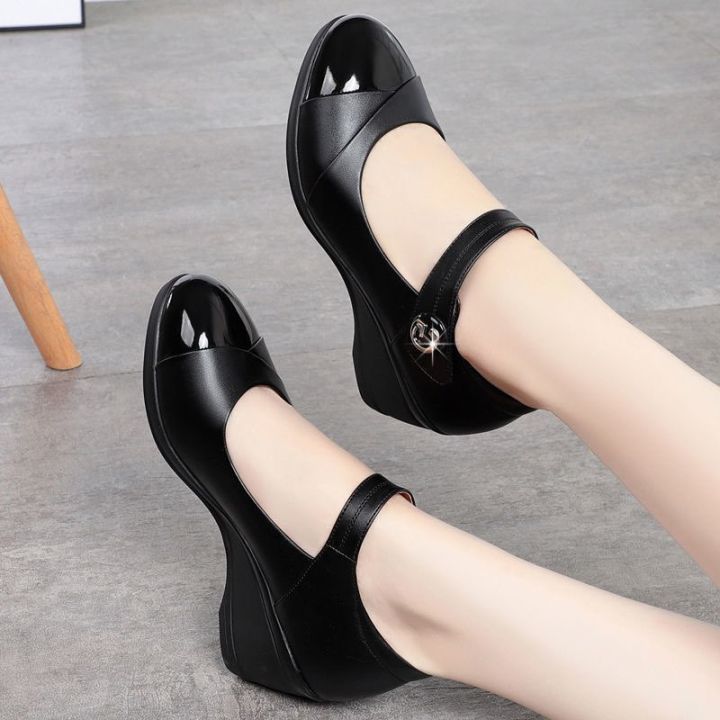 WOMENS FASHION FORMAL AND SCHOOL WEAR BLACK SHOES ANKLE STRAP SEMI ...