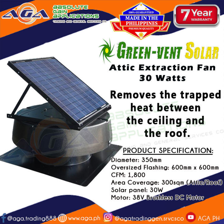 Solar Roof Ventilator/ Solar Attic Ventillator - Green-Vent Solar 30 ...