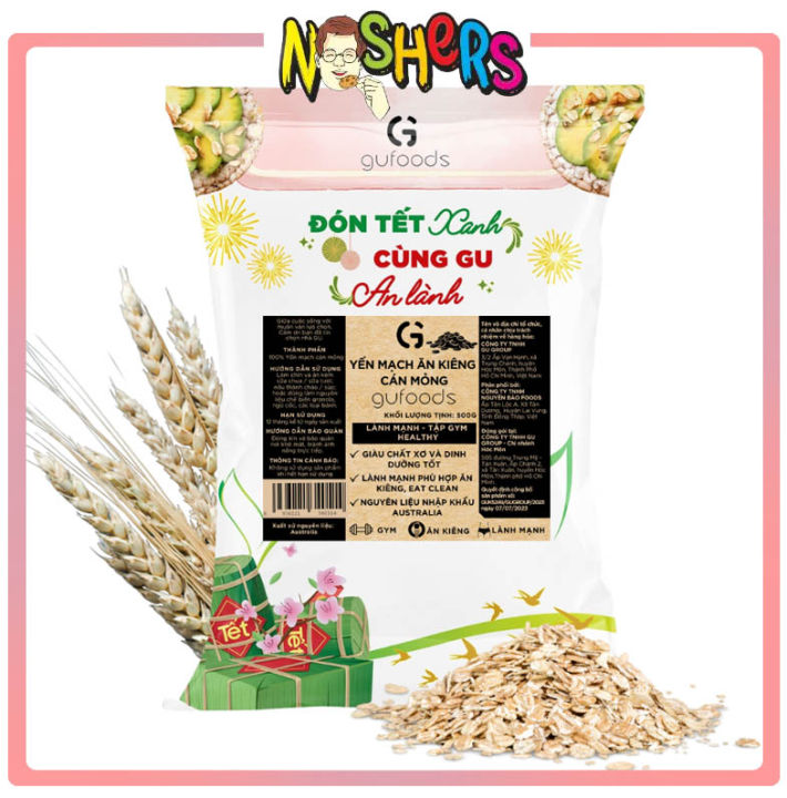 Noshers GUFoods Freshly rolled oats (flat-rolled) Oatmeal 500g - Diet, Rich in fiber, Support ...