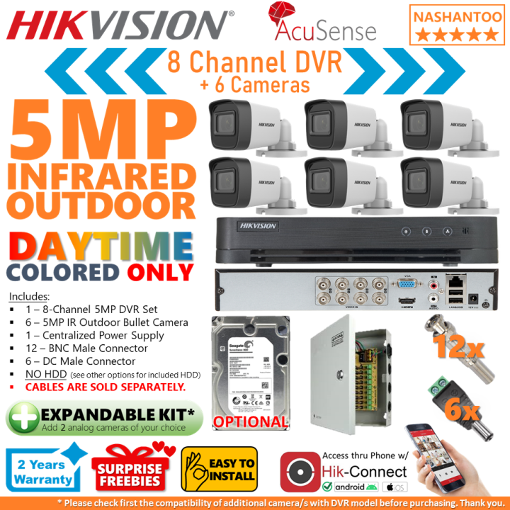 HIKVISION 8Channel 5MP AcuSense IR 6 Camera Outdoor Bullet Turbo HD 8CH ...