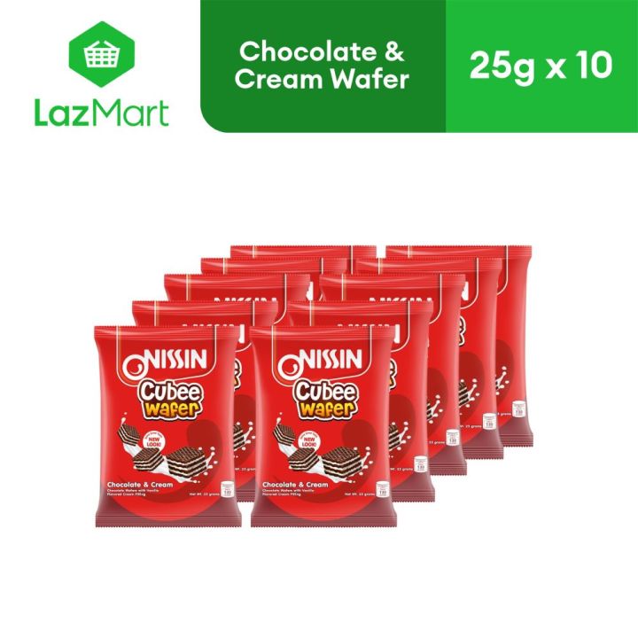 Nissin Cubee Wafer Chocolate & Cream 25g - Pack of 10 | Lazada PH