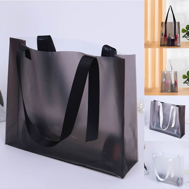 1pc PVC Tote ECO Shopping Bag Transparent Frosted Plastic Bag Clothing ...