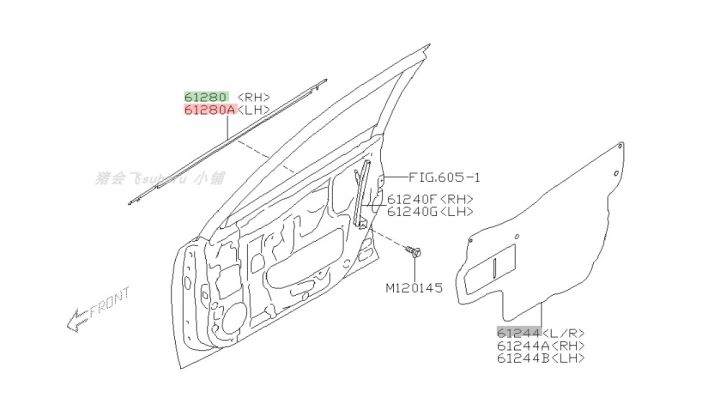 Subaru original car door outer water stop glass sealing strip forester ...