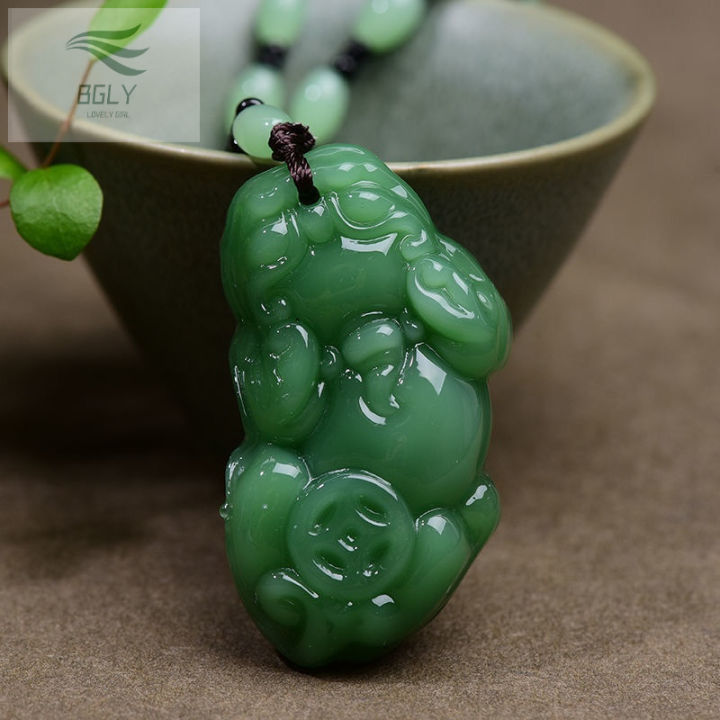 New Hetian Jasper Lucky Pixiu Jade Pendant Emerald Green Light Men ...