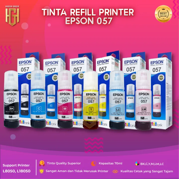 Tinta Epson 057 Refill 70ml Black Cyan Magenta Yellow Light Cyan Light ...
