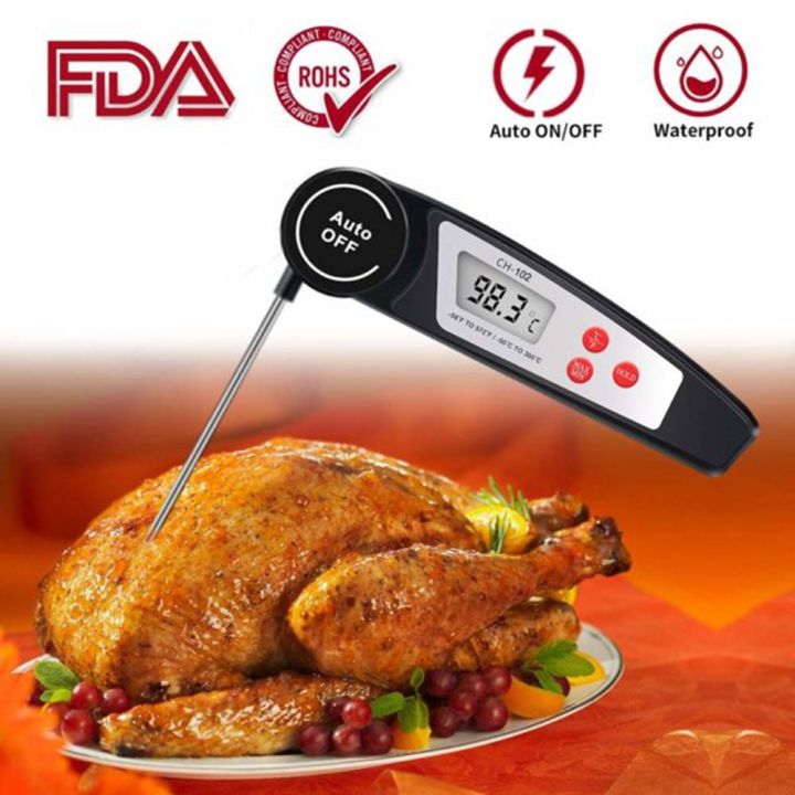 GMM CH-102 Waterproof Digital Cooking BBQ Food Thermometer Foldable ...