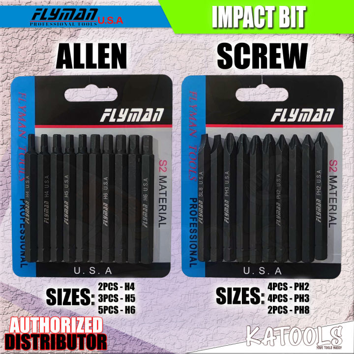 FLYMAN Impact Bit Allen / Impact Bit Screw 10pcs Set | Lazada PH