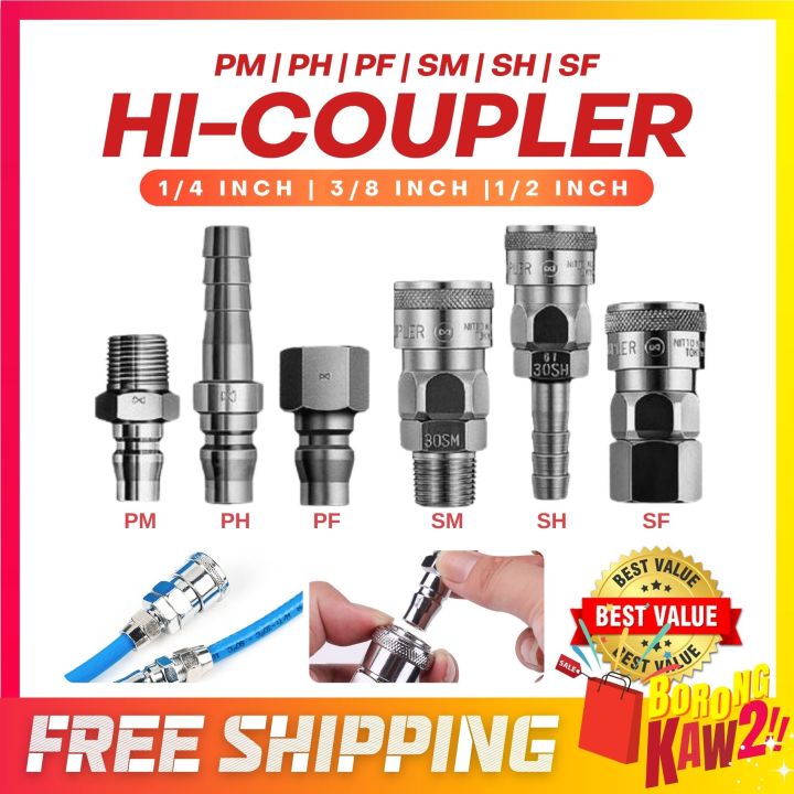 1/4" 3/8" 1/2" Hi-Coupler Air Hose Pneumatic Quick Coupler Coupling ...