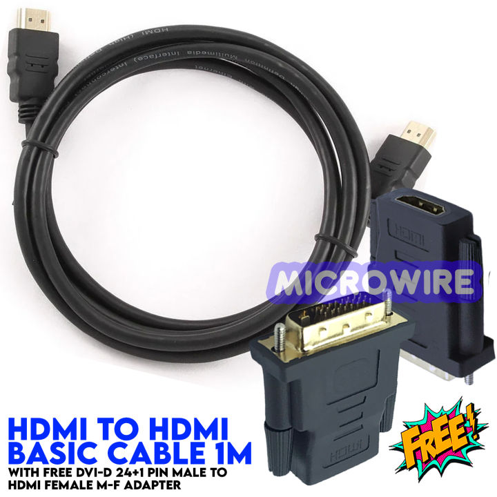 Universal Hdmi To Hdmi Cable 1 Meter With Free Dvi D 24 1 Pin Male To