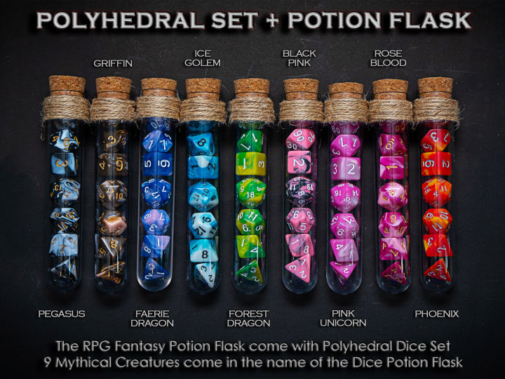 Potion Flask with Dice Set of 7 | ลูกเต๋า Dice For DnD D&D MTG RPG TRPG ...