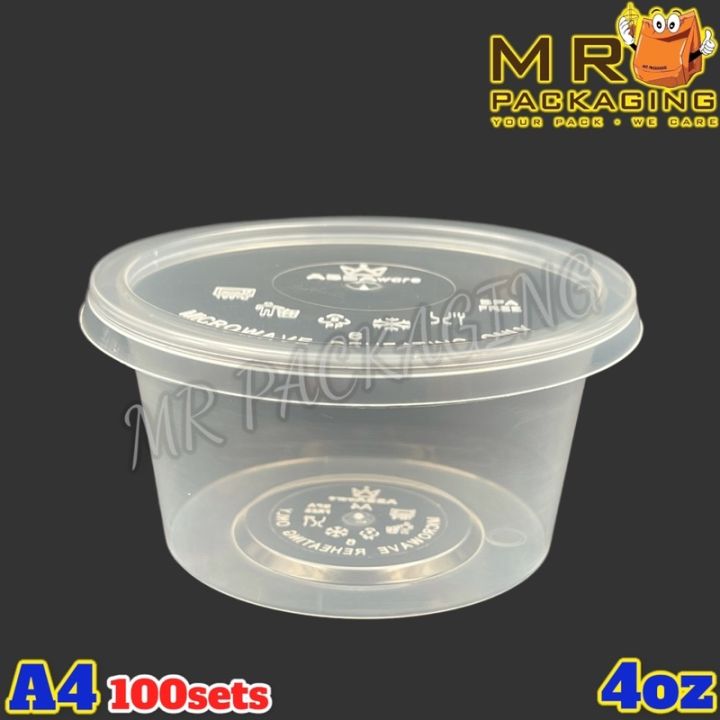 4oz PP Round Container [ 100sets± ] ABBA A4 - Disposable Plastic PP ...