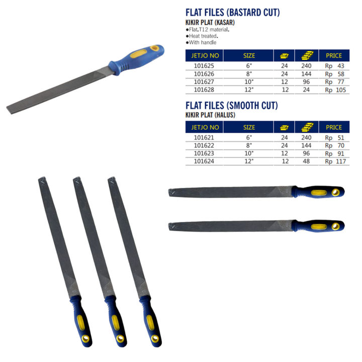 Kikir Plat Rata Kasar Dan Halus 6"/8"/10"/12" Flat Files ( Bastard Cut ...