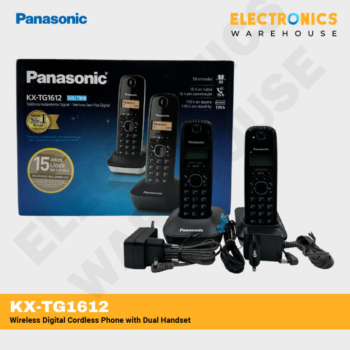 Panasonic KX-TG1612 Wireless Digital Cordless Phone with Dual Handset | Lazada PH