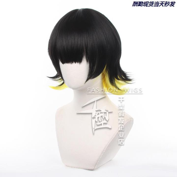 Blue prison wig anti-warping double color styling wig bee music back to ...