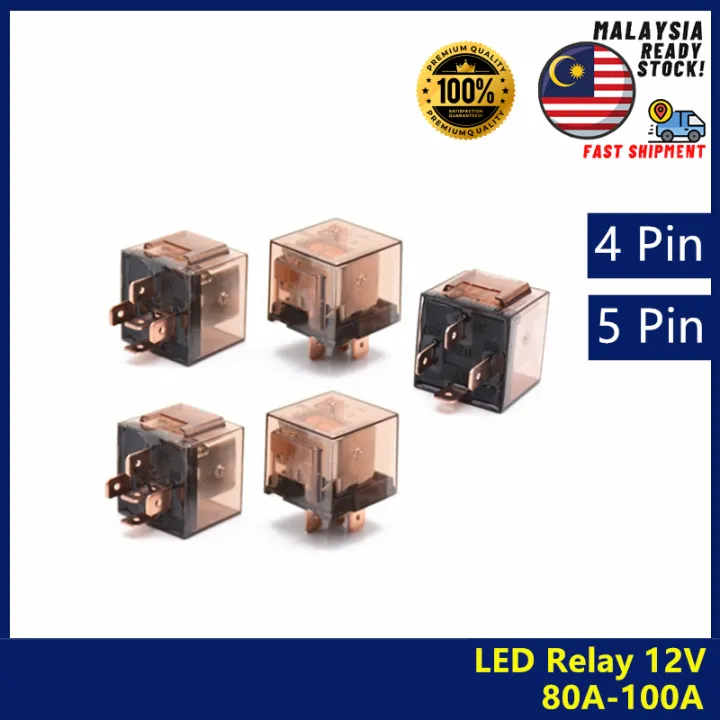 [Ready Stock] 4Pin / 5Pin Relay with LED 12V 80A max 100A | Lazada