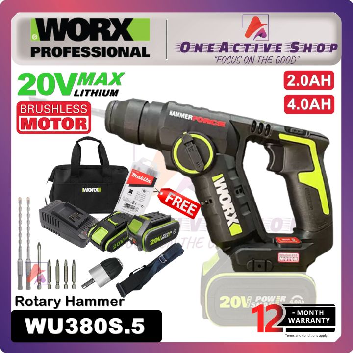 WORX 20V Brushless Rotary Hammer WU380S.5 - 1 Year Warranty ( WORX ...