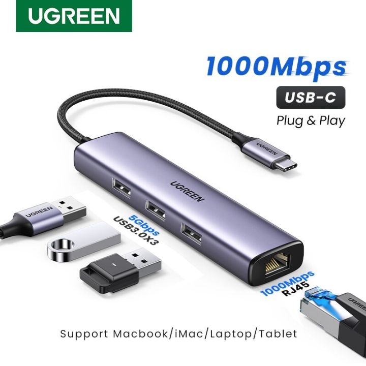 UGREEN USB C HUB USB Ethernet Adapter Type-C To USB3.0 1000Mbps RJ45 ...