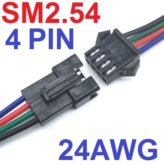 สายไฟพร้อมขั้วต่อ ผู้ เมีย 1 คู่ ยาวข้างละ 20cm 24AWG 4-PIN SM2.54 black plug air to plug ...