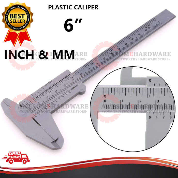 (CM AND INCH) 6" 15CM PVC PLASTIC VERNIER CALIPER SUKAT KALIPER PLASTIK ...