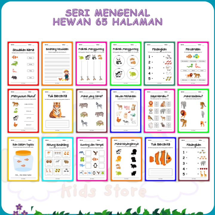 Worksheet Coding Anak Isi 65 Lembar Full Color Seri Hewan Ukuran A4 ...