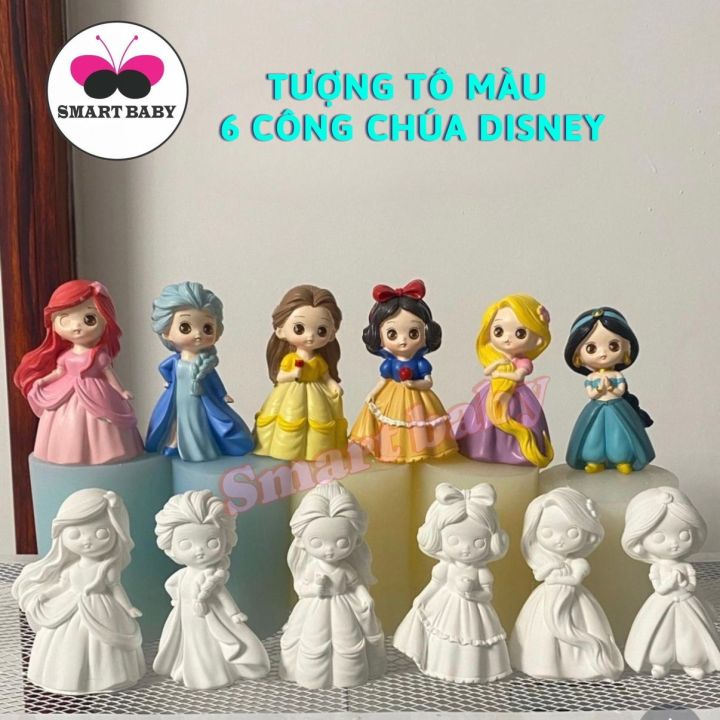 Tượng thạch cao tô màu 6 Công chúa Disney size 8cm TƯỢNG HOTTREND ...