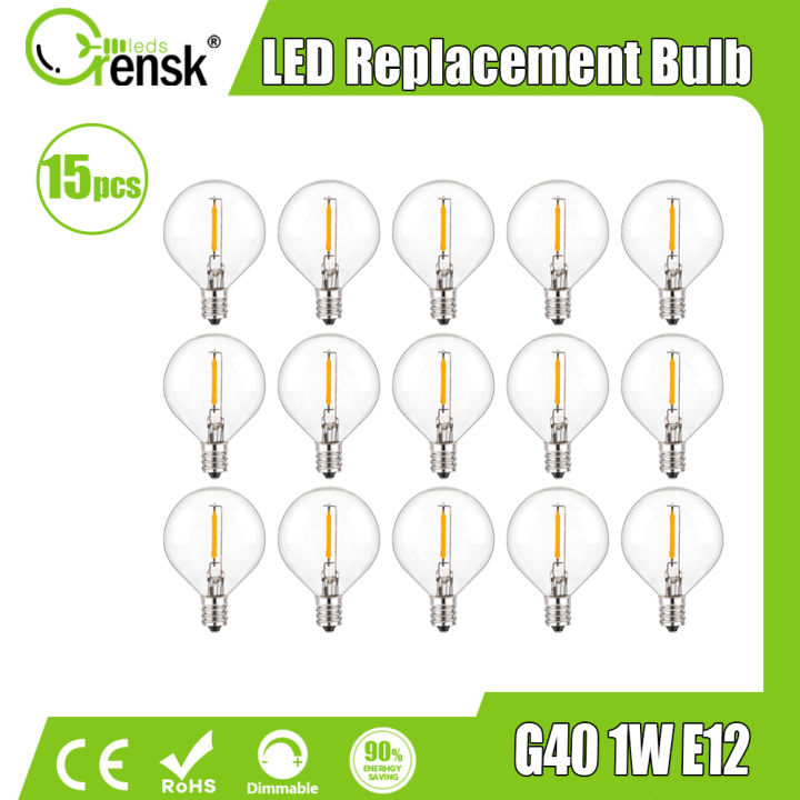 Grensk E12 Screw Base G40 1W Led Filament Bulbs Clear Glass Warm White ...