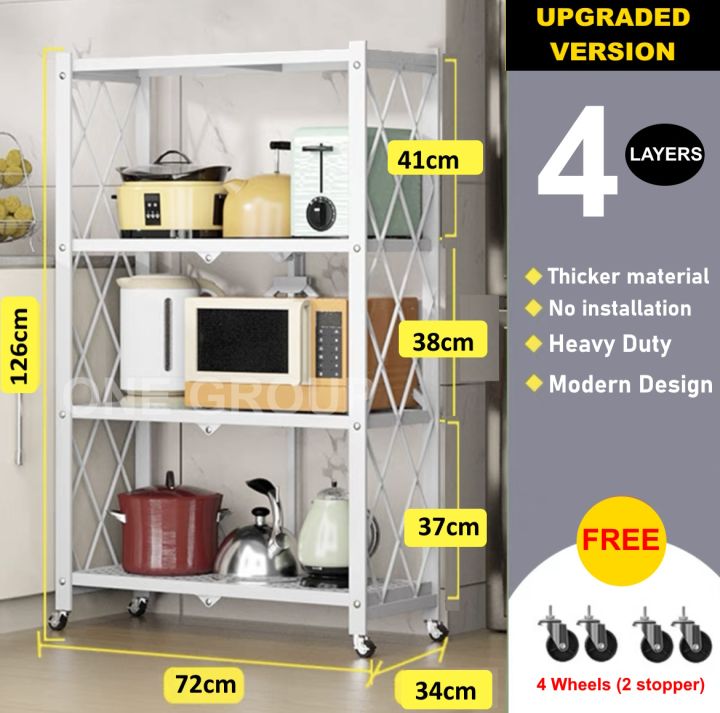 UPGRADED Foldable and movable shelves/stainless steel rack (no ...