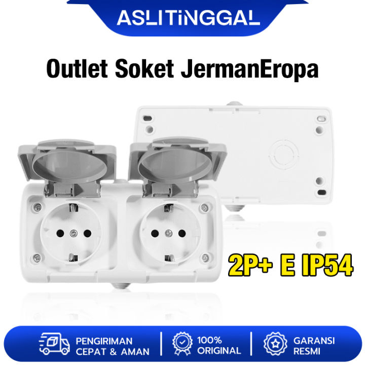 Stop Kontak Double 2 OB Cover Model Broco Atlantic Waterproof Outdoor ...