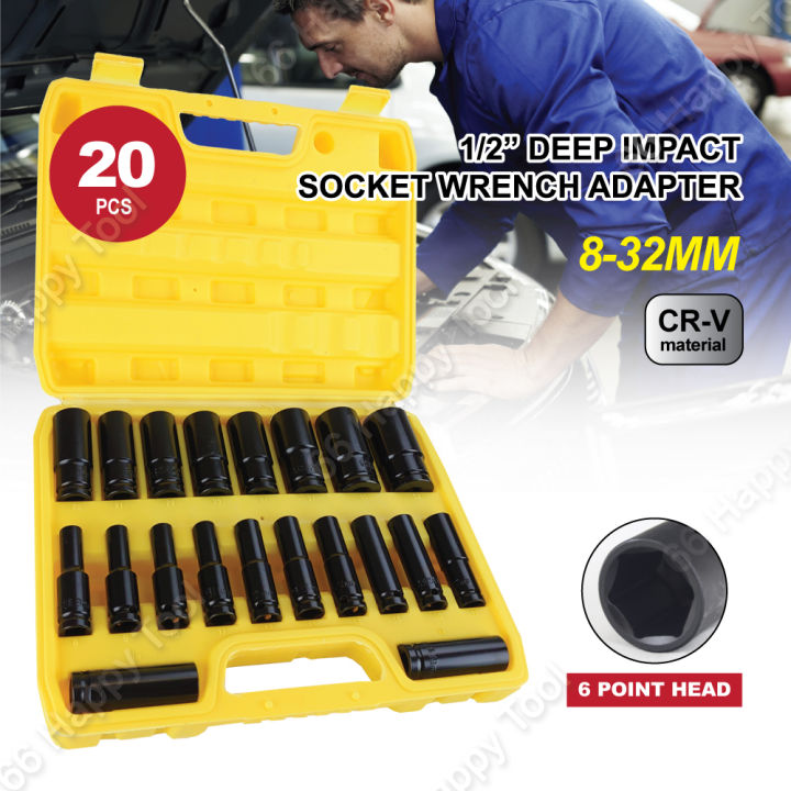 10pcs / 15pcs / 20pcs 1/2" inch Drive Deep Impact Socket Set Heavy Metric Garage Tool For Wrench ...