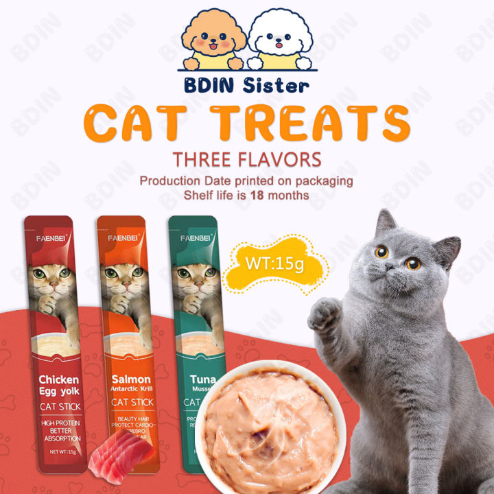 60pcs Cat Snacks with Box Cat Treats Nutritional Cat Fresh Wet Food 15g ...