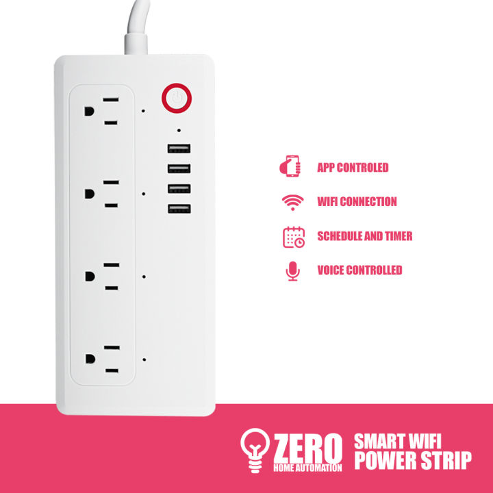 Zero Smart WiFi Power Strip Socket with Overload Protection with 4 AC ...