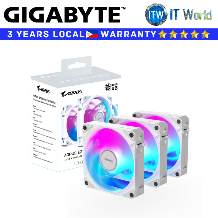 Gigabyte PC Fan Aorus EZ Chain Fan 120 Ice (3-Pack) (GP-ECFAN1203-ICE ...