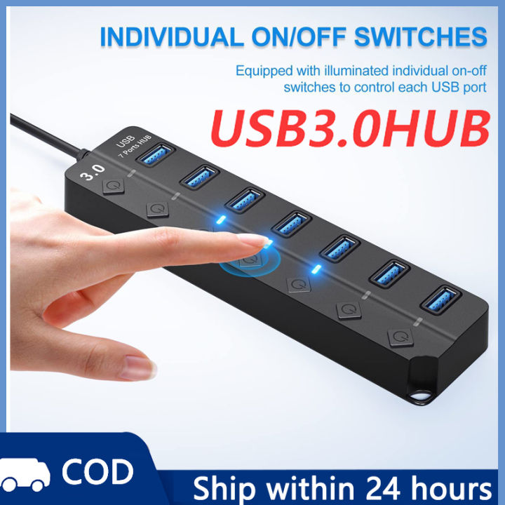 USB Hub 3.0 ( 4/7 Port on/off) Hub Splitter USB Hub 3.0 with Switches ...
