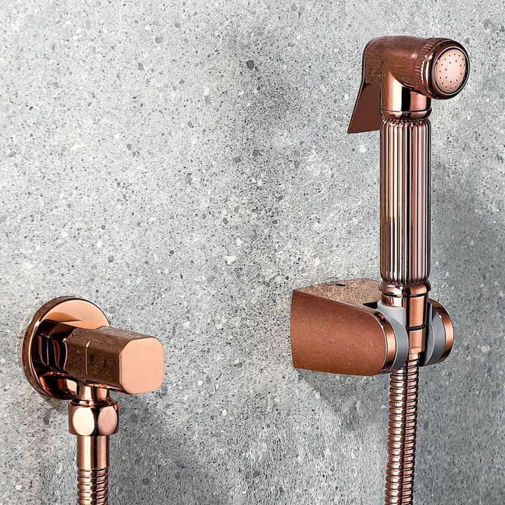 Biggers Rose Gold Color Brass Handheld Toilet Bidet Set With Filling ...