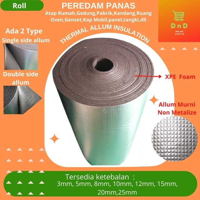 Peredam Panas Atap Rumah 20mm x 1M x 25 M,Dinding, Gedung,Pabrik ...