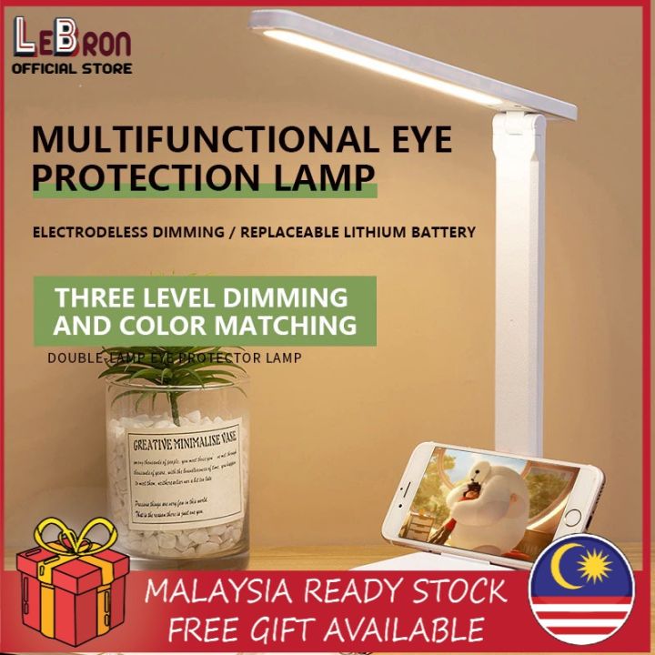 LEBRON READY STOCK LED Light Dimmable Table Desk Lamp USB Rechargeable ...