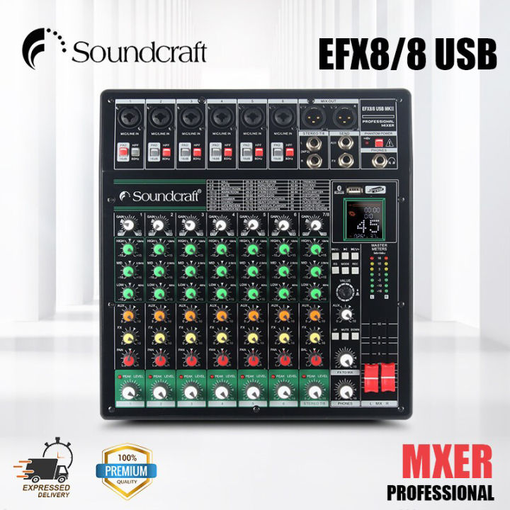 SoundCraft EFX8/8USB/MRX8 professional mixer, 8 -channel mixer with ...