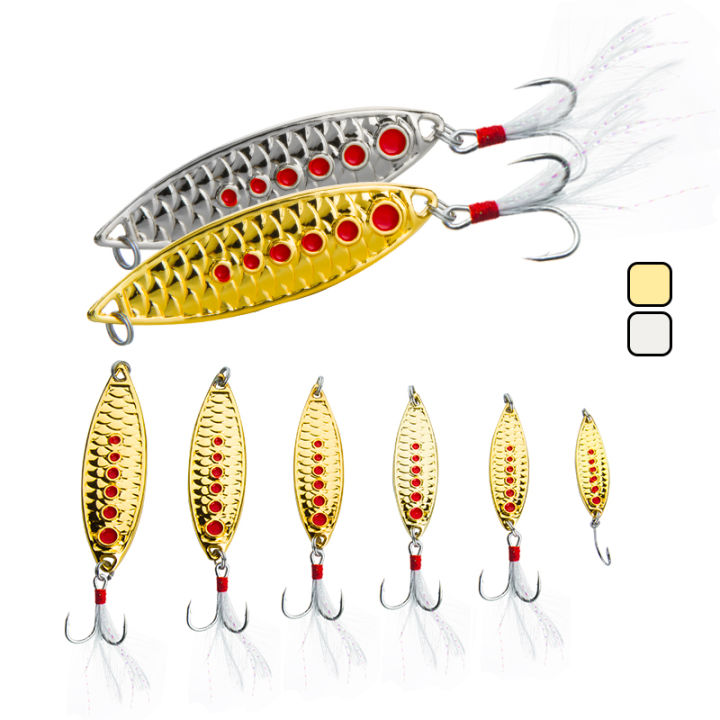 Fishscale Pattern Sequin Noise Metal Bait Red Dot Fishing Spoon Fishing ...