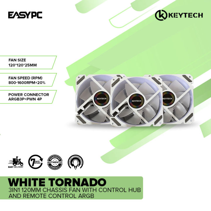 EasyPC | Keytech Tornado / White Tornado 3in1120mm Chassis Fan with ...