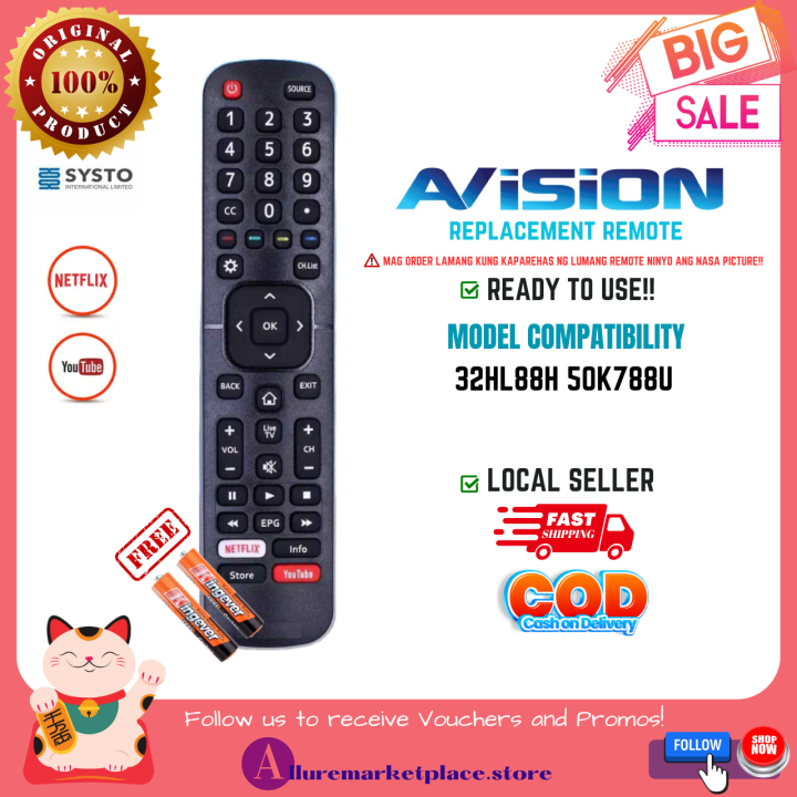 Avision Smart HD LED TV Model 32HL88H 50K788U | Read Description Below ...