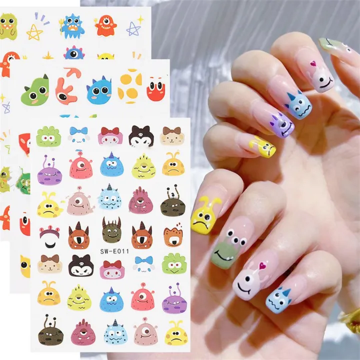 Cartoon manicure sticker Small monster cute big eyes small sweet potato ...