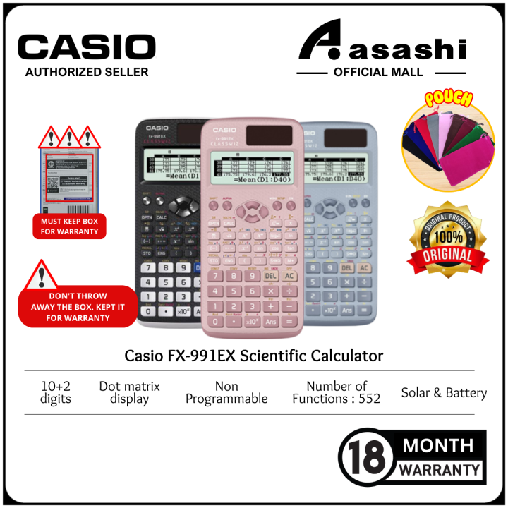 Casio FX-991MS 2 / Casio FX-991EX (Black/Pink/Blue) Scientific ...