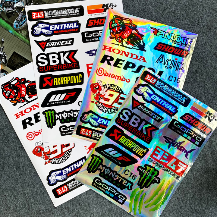Monster Energy Sticker Anime Helmet Decal NGK RED-BULL 93 MARC SBK WP ...