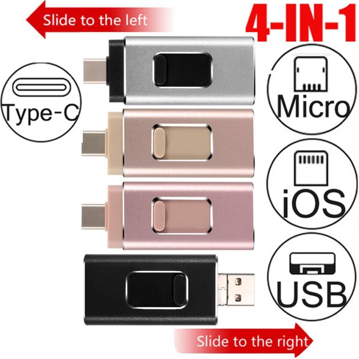 4 In 1 USB Flash Drive 256GB 128GB 64GB 32GB OTG Adapter U Disk For ...